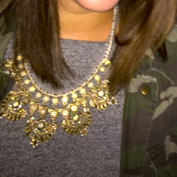 Jewelry | Vintage Statement Gold Necklace With Green Rhinestones | Poshmark